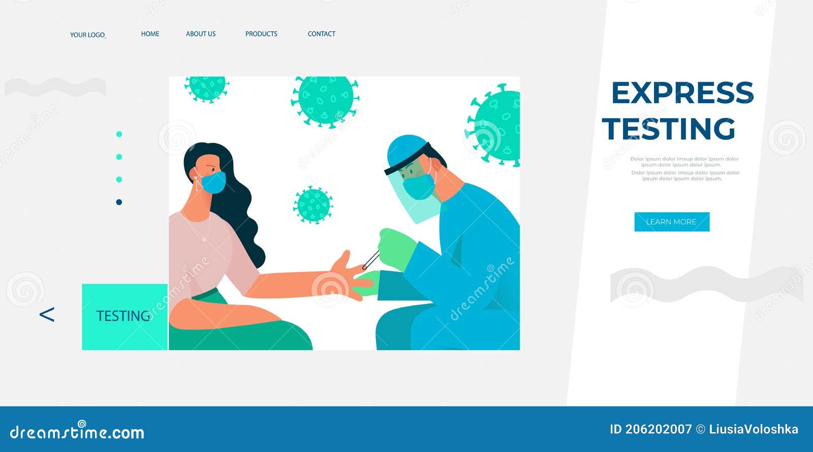 Concept for Landing Page or Banners on Covid-19 Testing. Blood Sampling ...