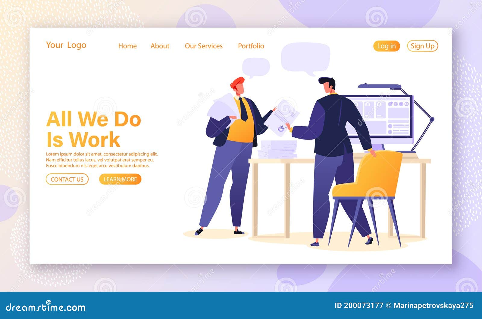 Concept of Landing Page, Website, Template for Web Design with Vector ...