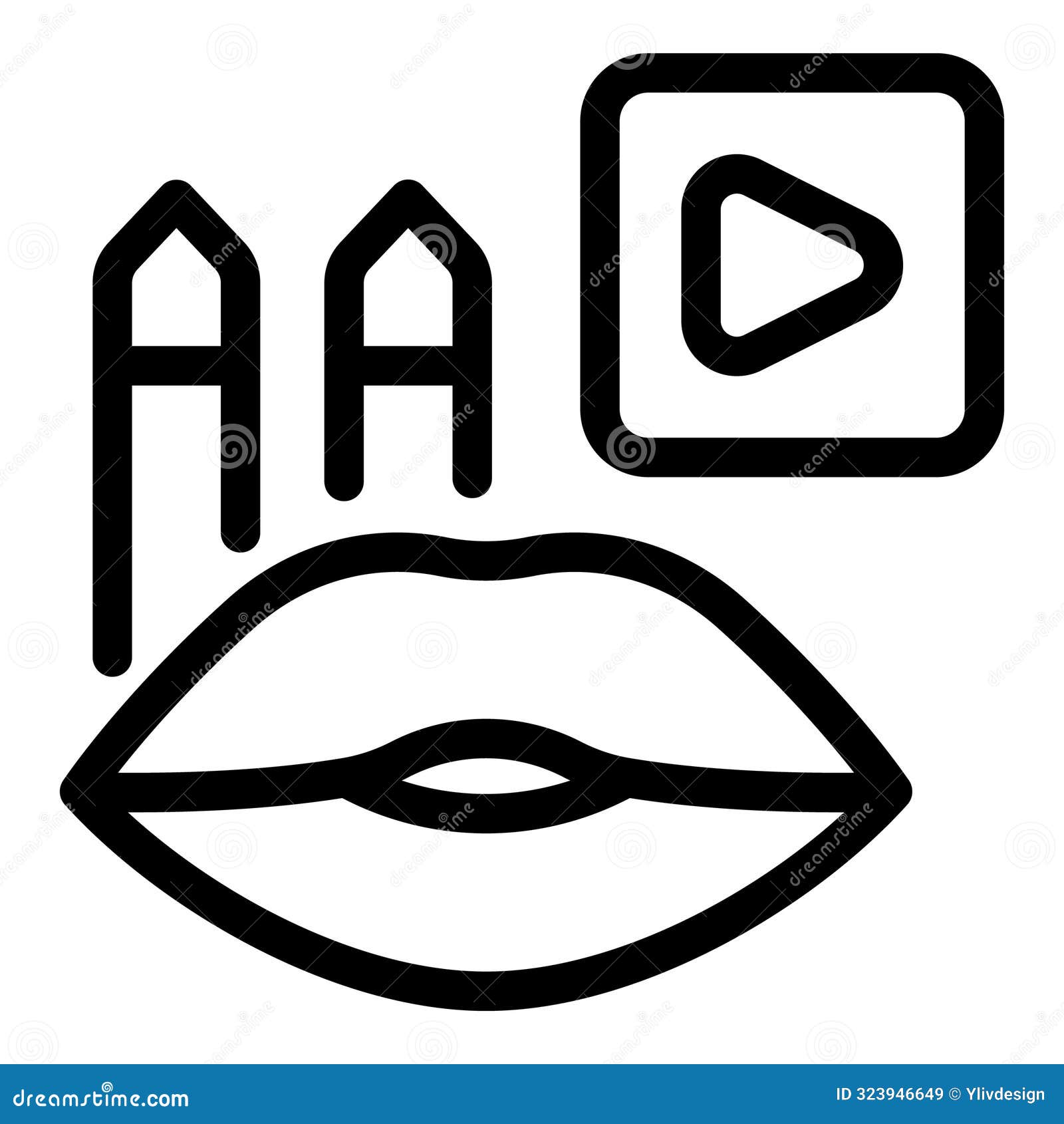 Mouth Speaking Different Languages with Play Button Representing Audio ...