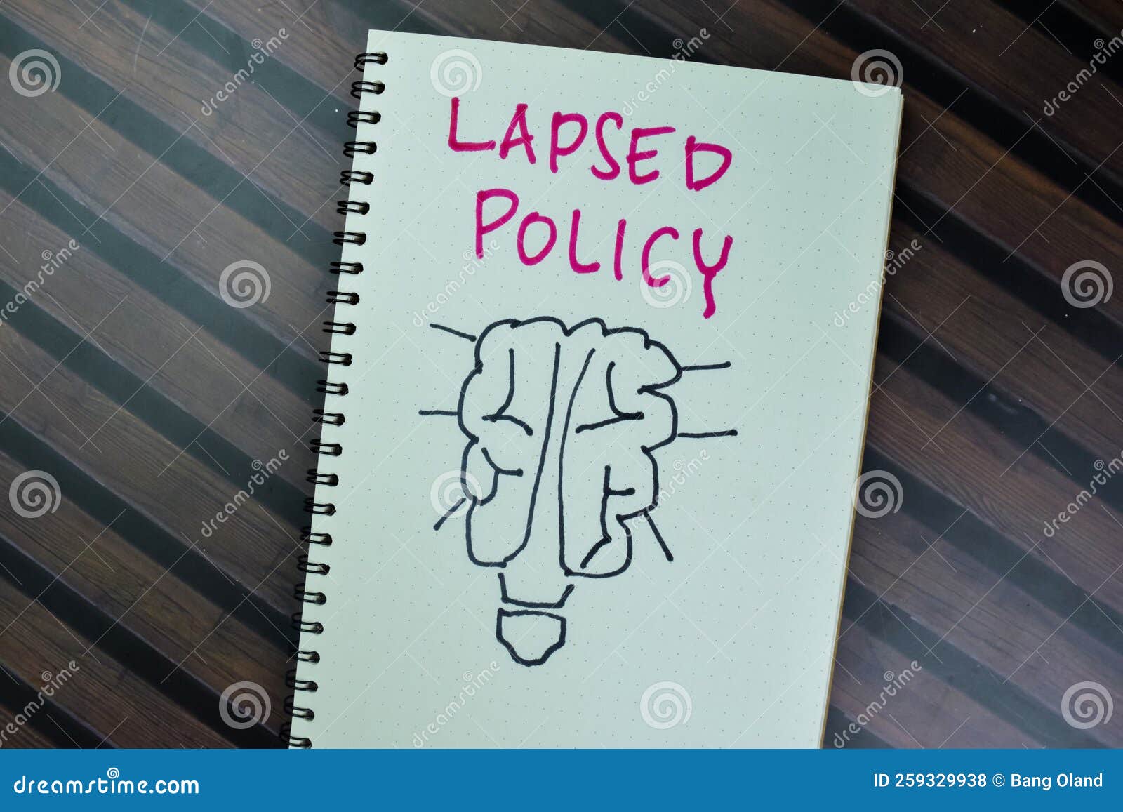 Concept of Lapsed Policy Write on a Book Isolated on Wooden Table Stock ...