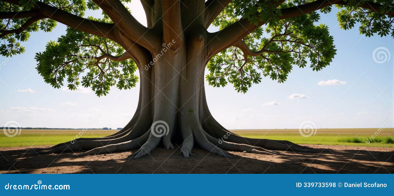Large Tree with Prominent Root System Stock Illustration - Illustration ...