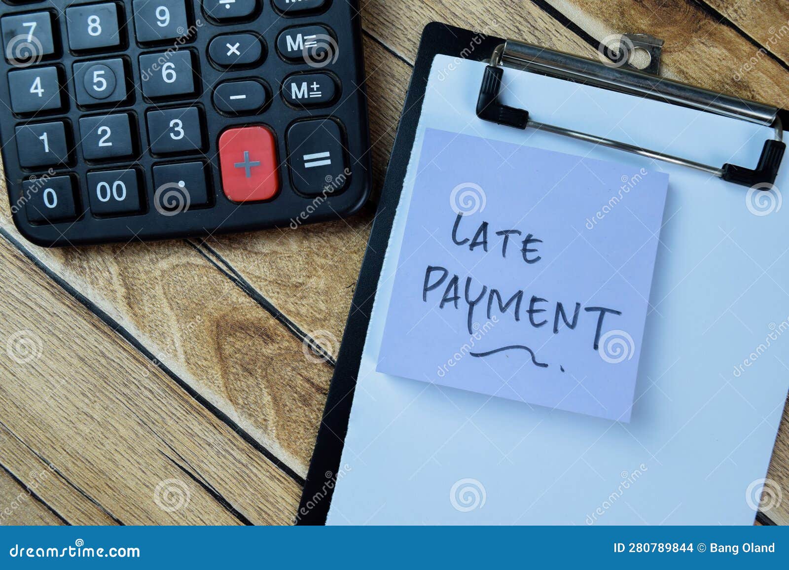 Concept of Late Payment Write on Sticky Notes Isolated on Wooden Table ...