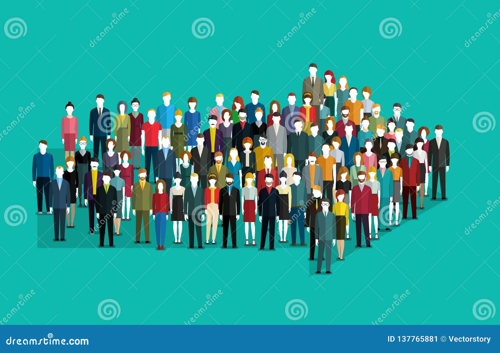 Concept of Leadership and Direction. Crowd of People Gathered in an ...