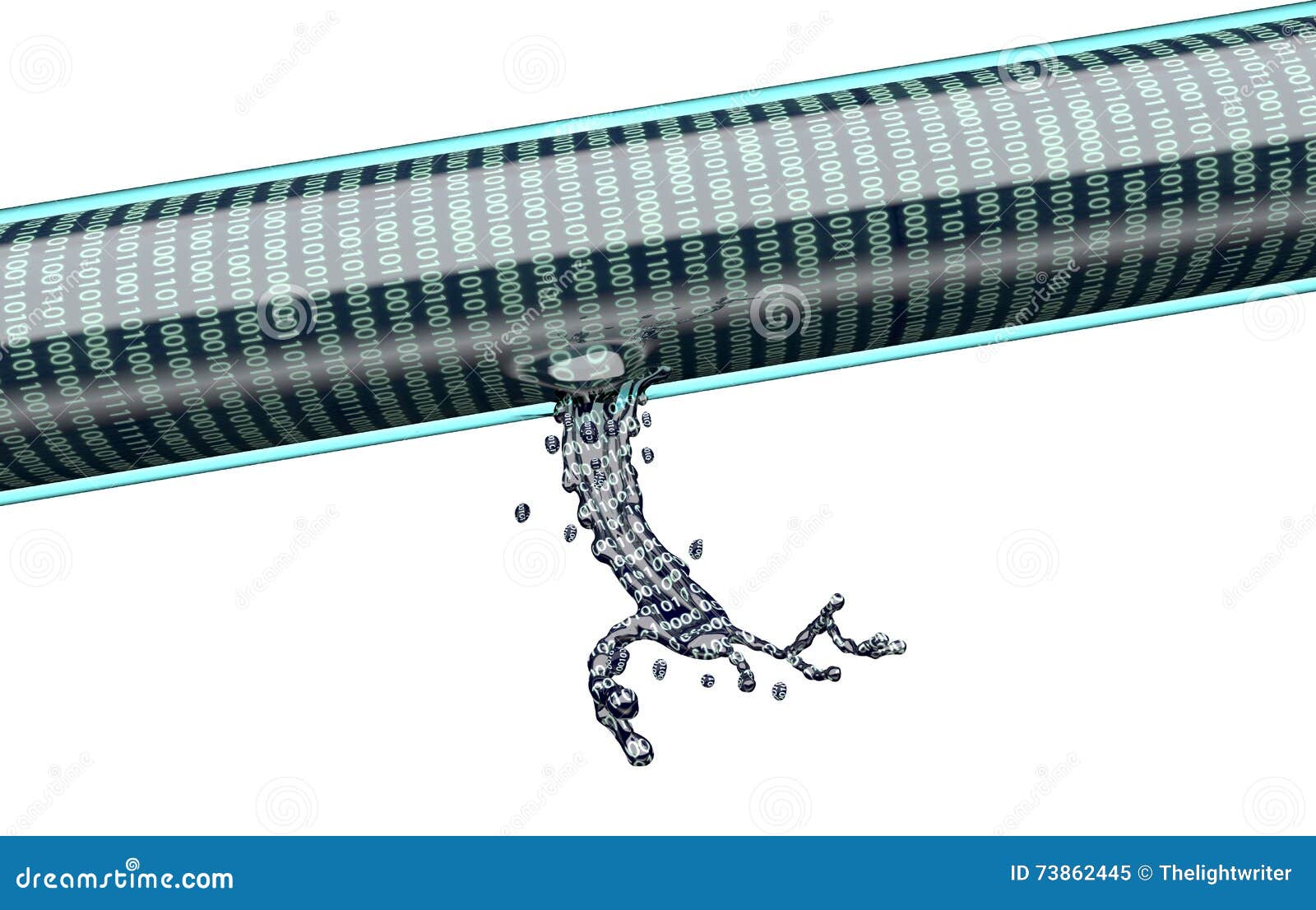 Concept of Leaky Software, Data Pouring Out of Pipe Stock Illustration ...