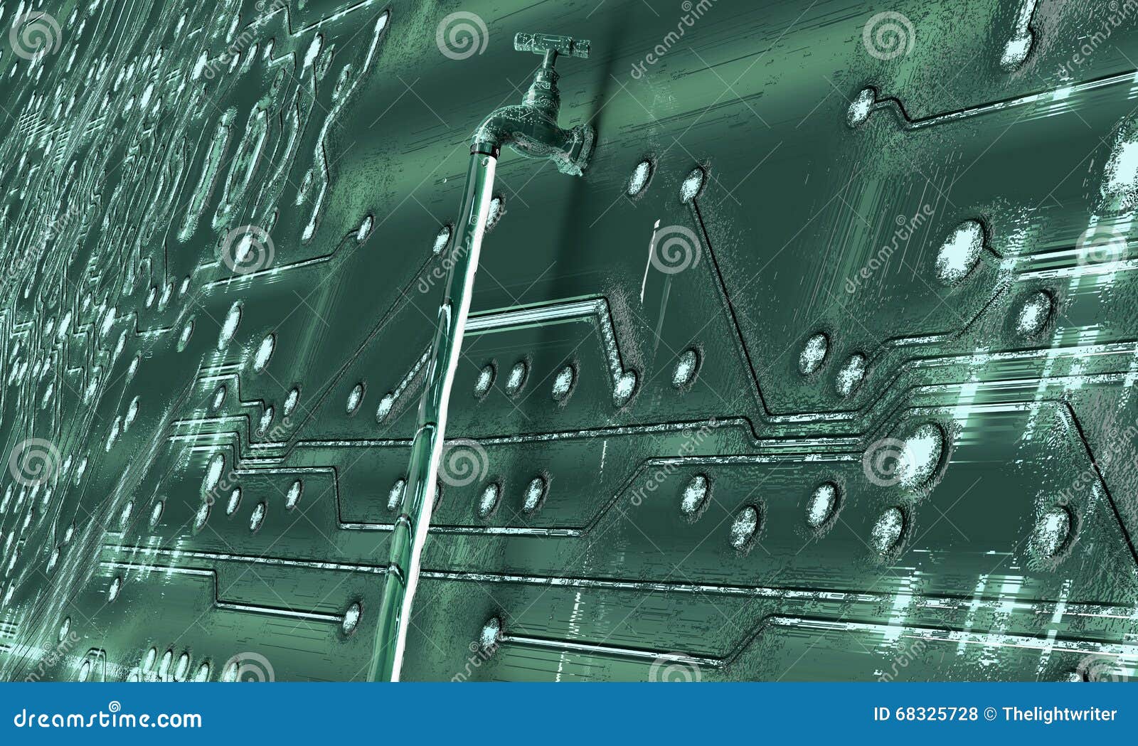 Concept Of Leaky Software, Data With A Tap Sticking Out Royalty-Free ...