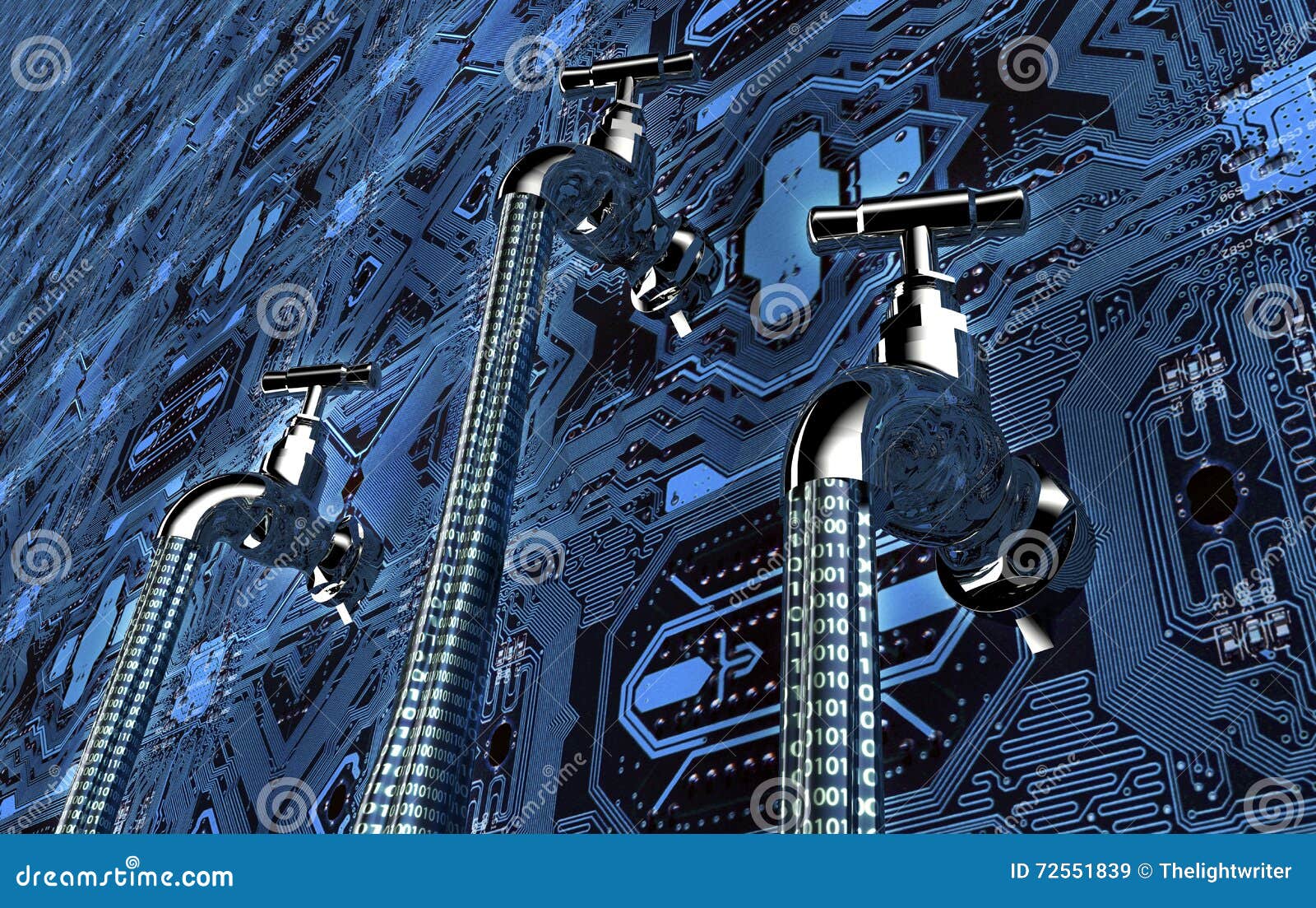 Concept Of Leaky Software, Data With A Tap Sticking Out Royalty-Free ...