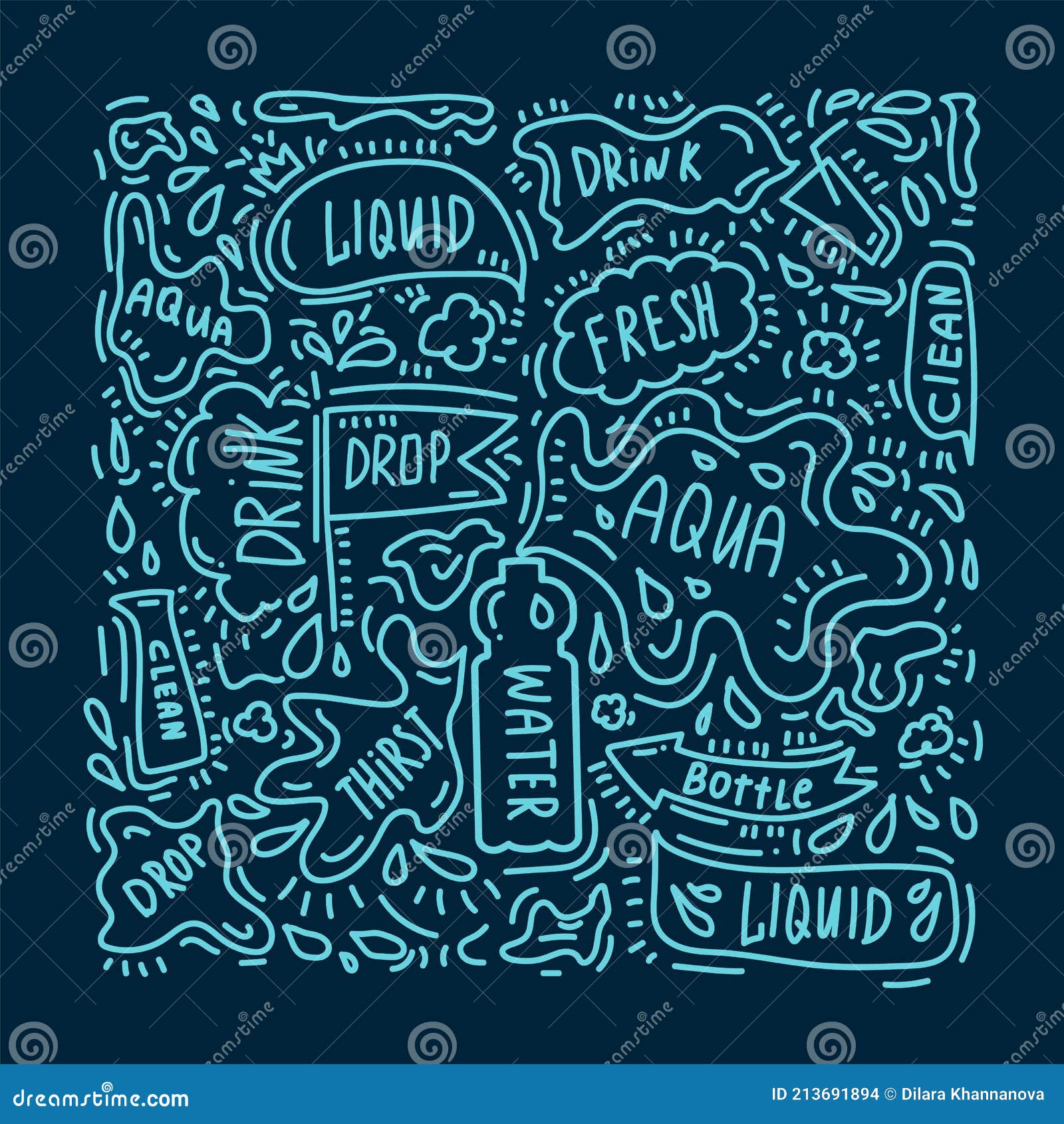 The Concept of the Lettering Pattern of Drinking Water. Vector ...