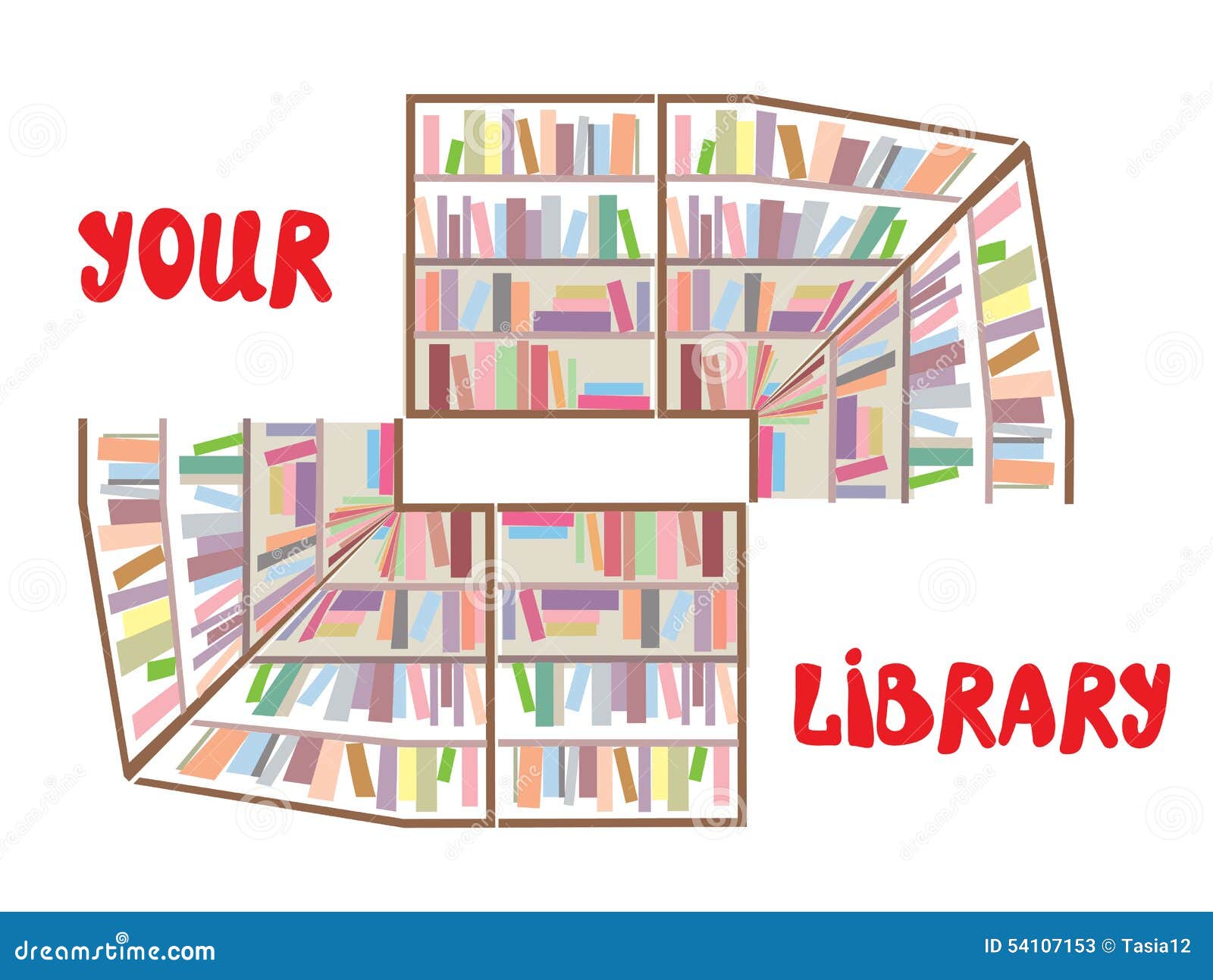 Concept of Library Sign - Bookshelves and Text Stock Vector ...