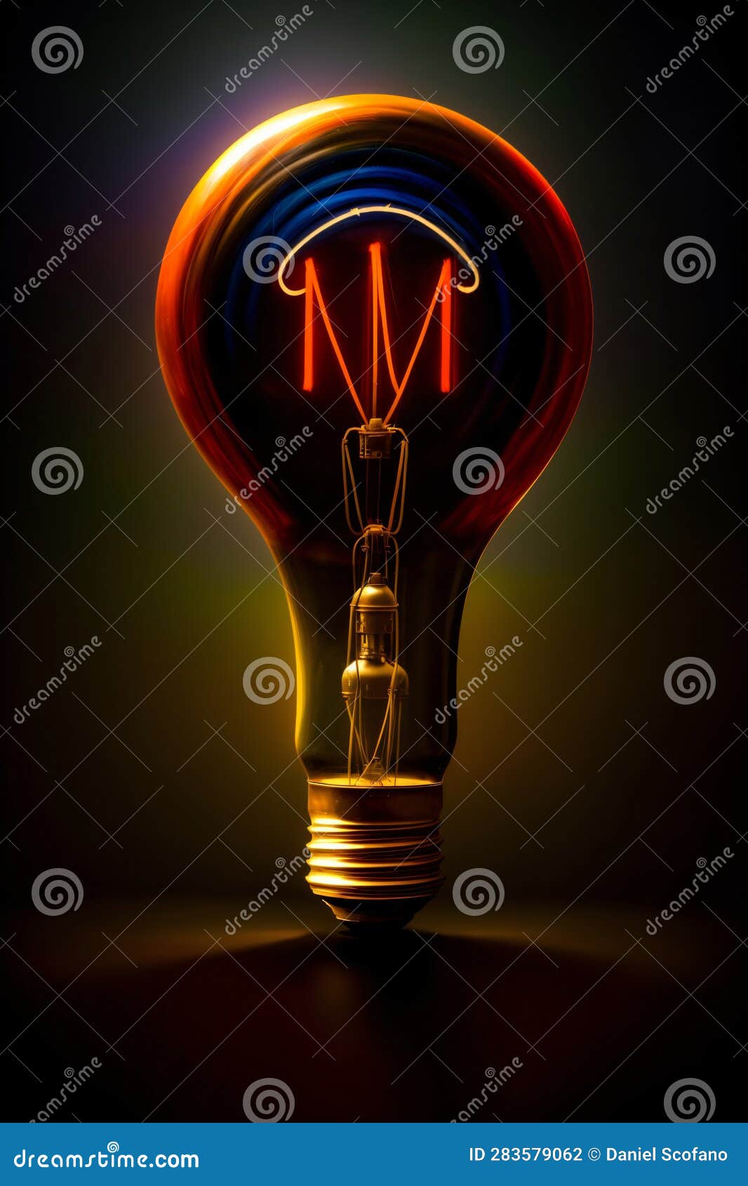 A Light Bulb with the Letter M on it. Generative AI Stock Illustration ...