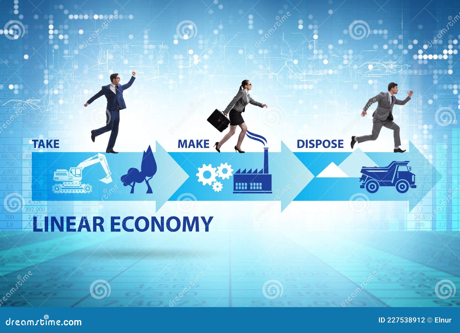 Concept of Linear Economy with Business People Stock Photo - Image of ...
