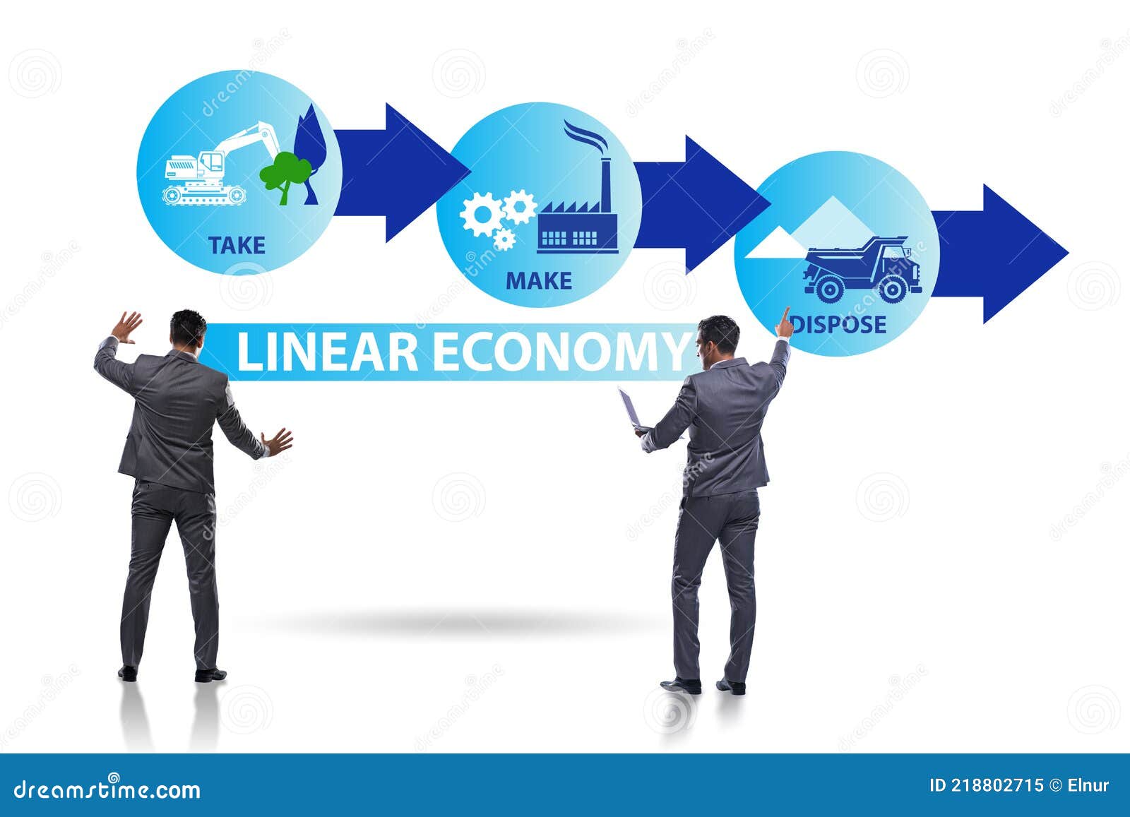 Concept of Linear Economy with Businessman Stock Image - Image of ...