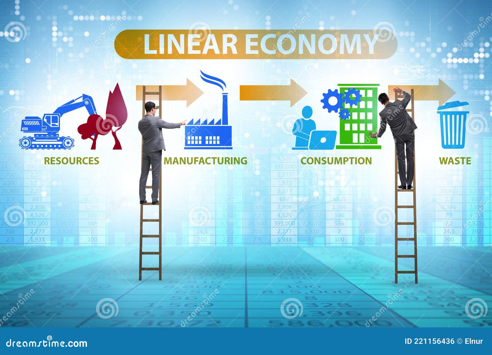 Concept of Linear Economy with Businessman Stock Photo - Image of loop ...