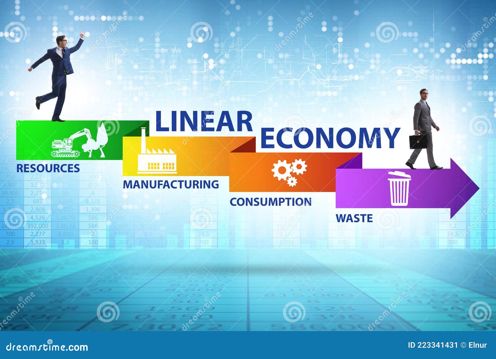 Concept of Linear Economy with Businessman Stock Image - Image of ...