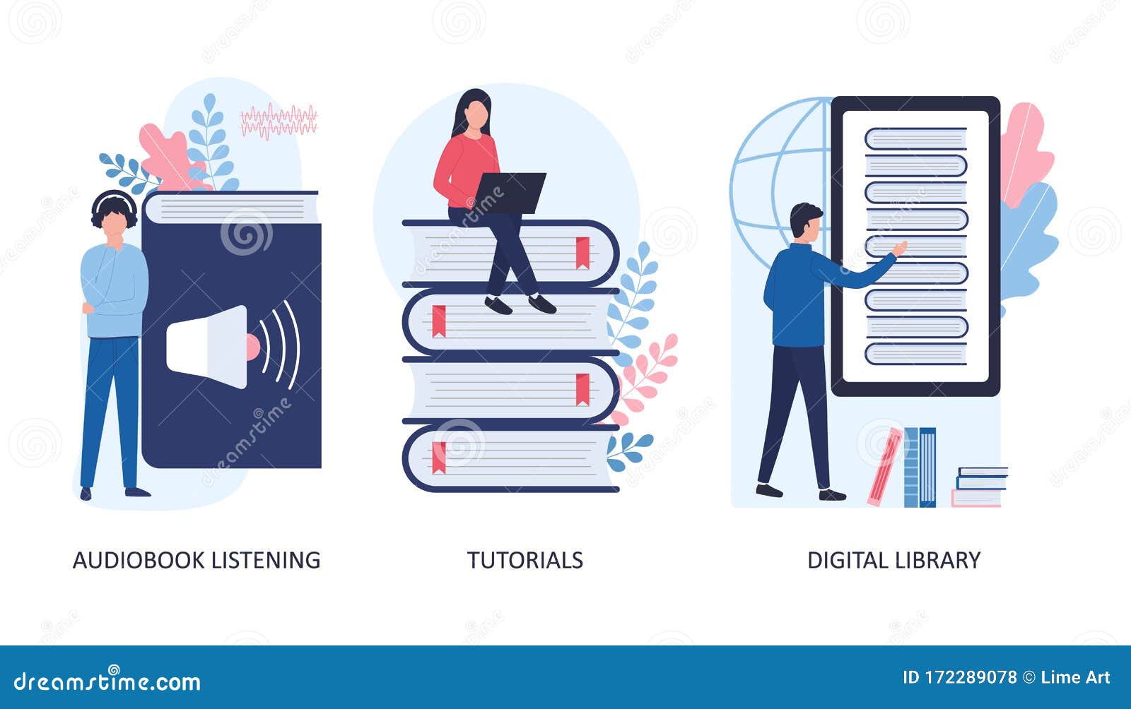 The Concept of Listening To Audio Books, Studying Tutorials, a Digital ...
