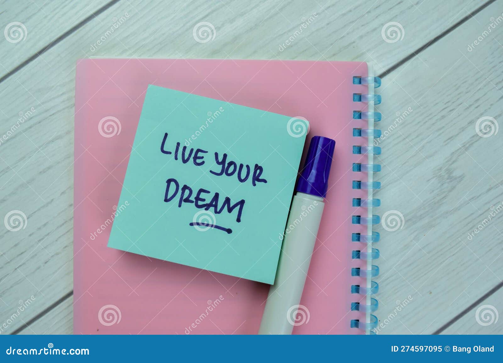 Concept of Live Your Dream Write on Sticky Notes Isolated on Wooden ...