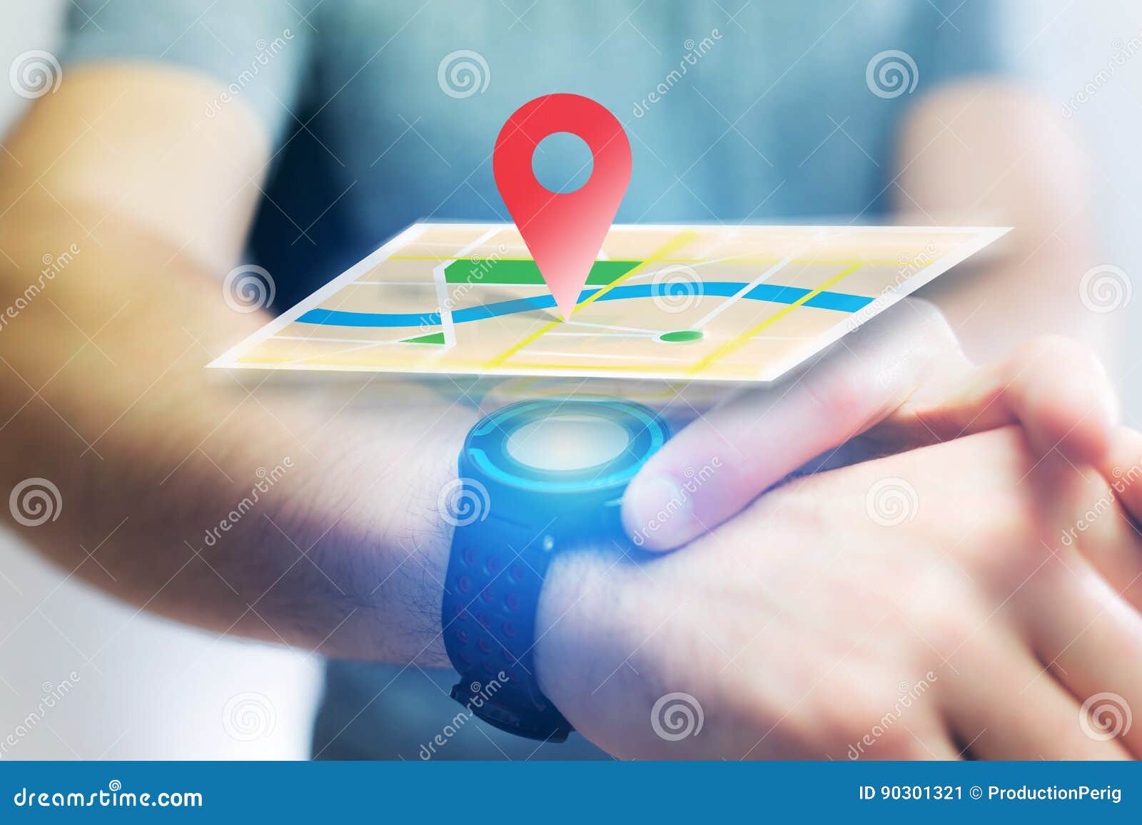 Concept Of Localization On A Map With A Smartwatch Stock Image ...