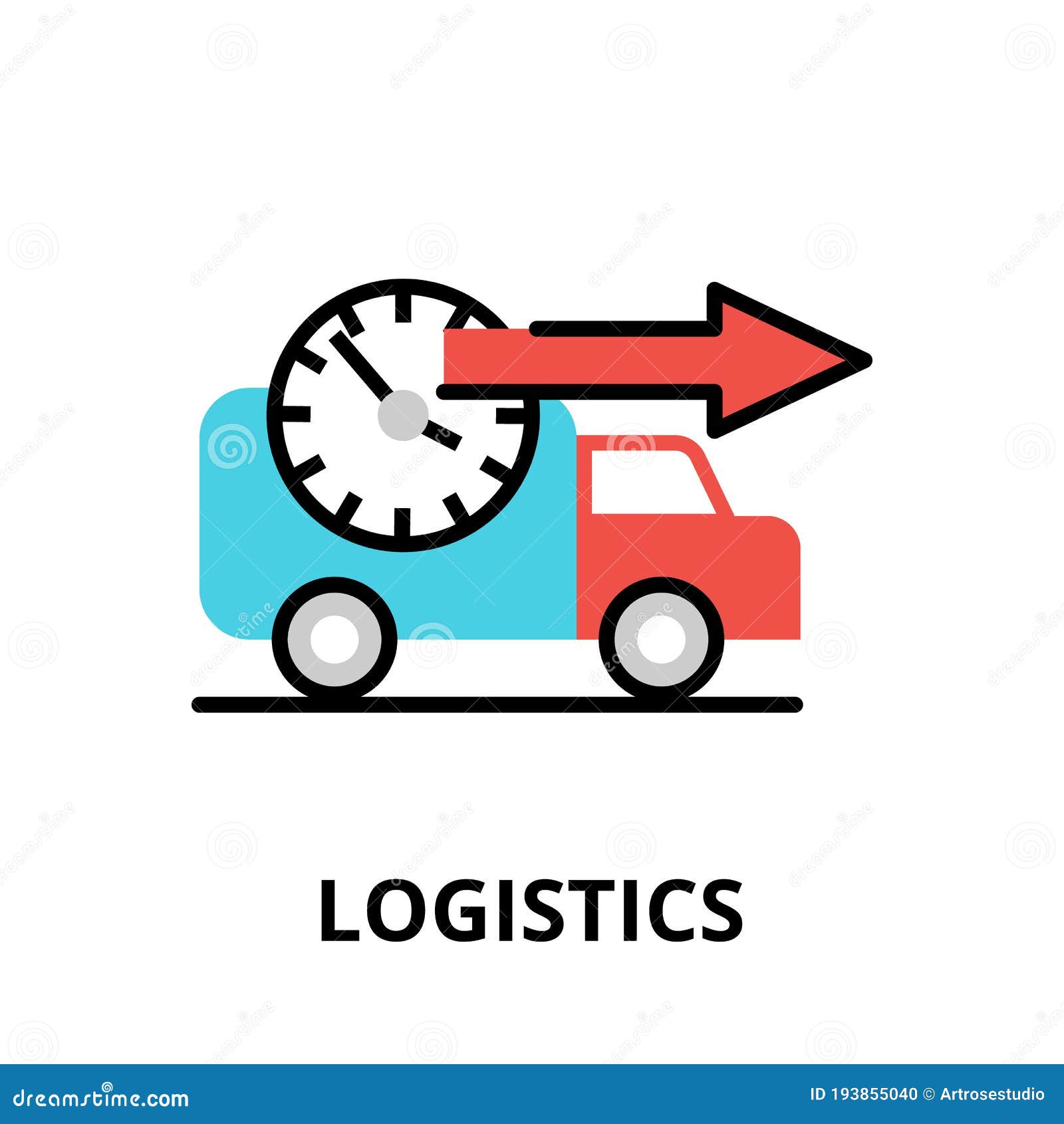 Concept of Logistics Icon, Modern Flat Thin Line Design Vector ...