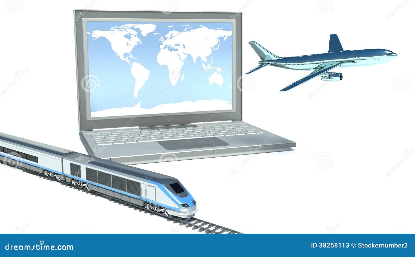 Concept of Logistics. Plane, Train and Laptop Stock Image - Image of ...