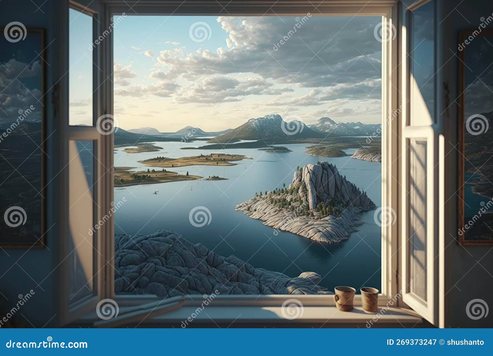 Looking out of a window stock illustration. Illustration of ocean ...