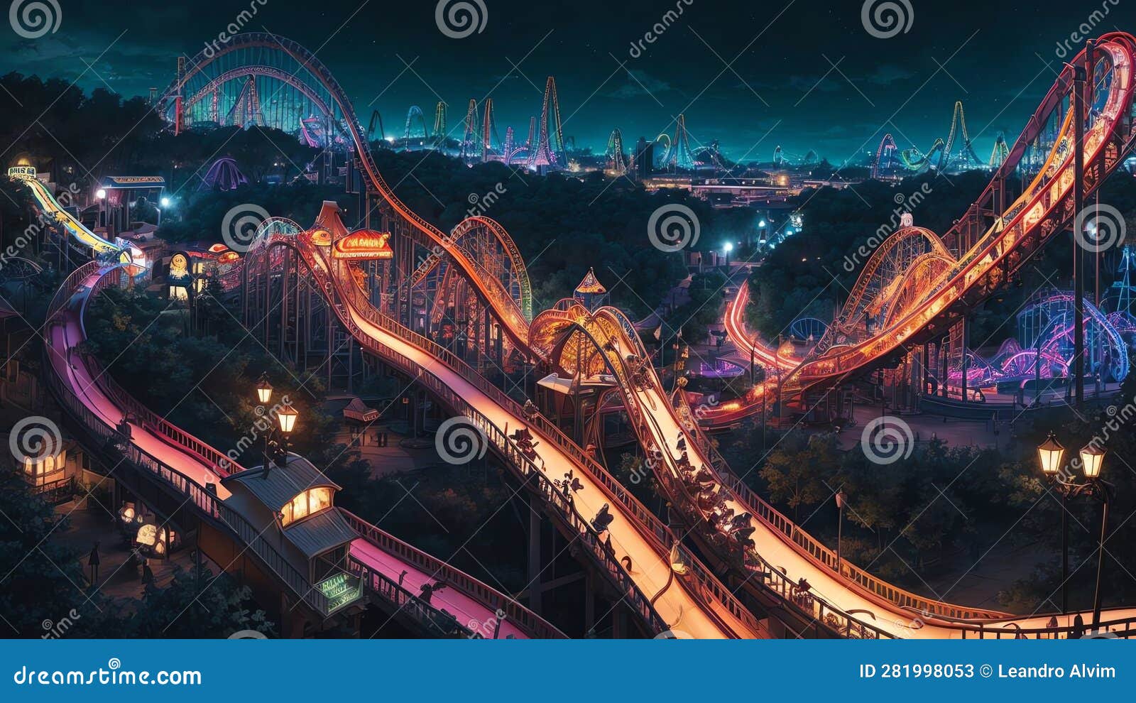 Loop De Loop Adventure an Illustrated Roller Coaster Journey.AI ...