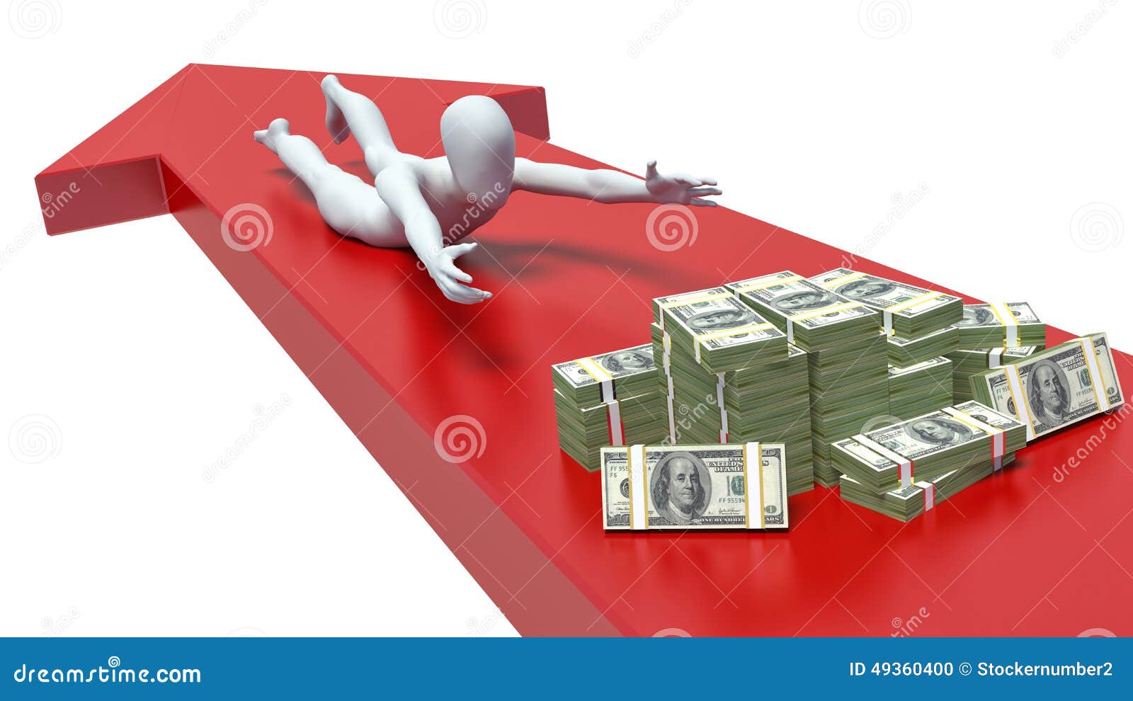 Concept of Loss of Money, 3d Man Stock Illustration - Illustration of ...