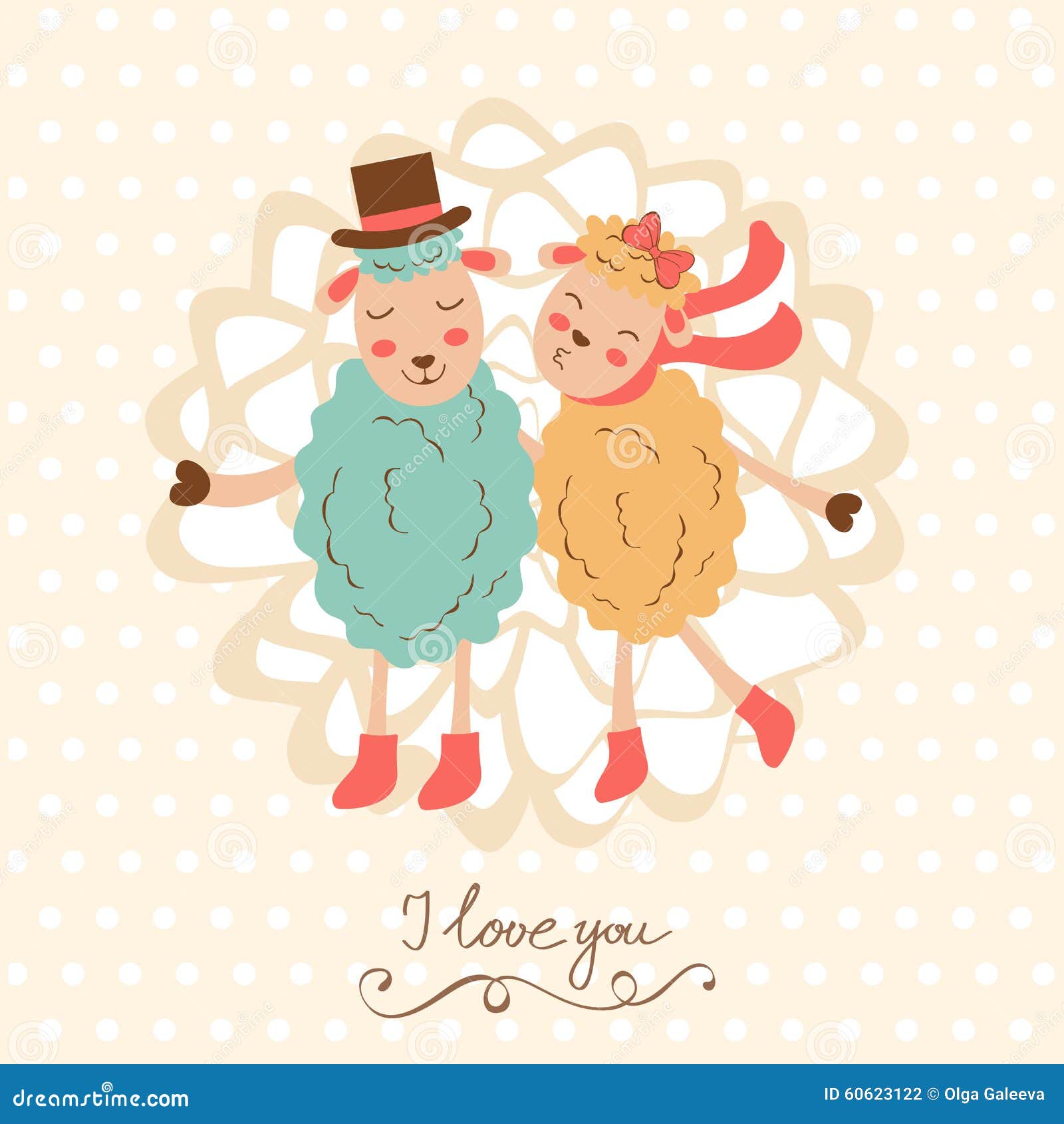 Concept Love Card with Cute Sheep Couple Stock Vector - Illustration of ...