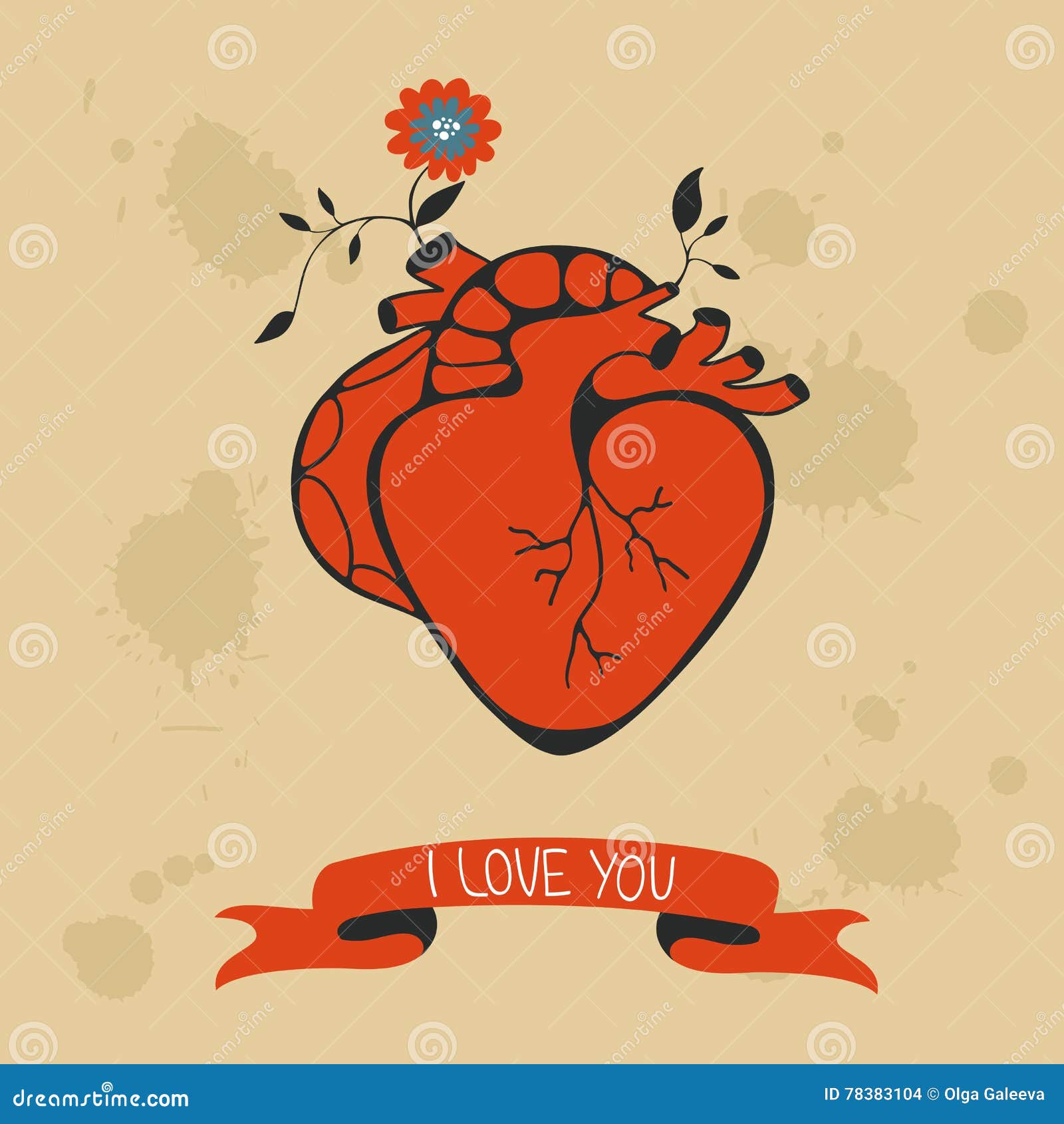 Concept Love Card with Heart Blooming Stock Vector - Illustration of ...