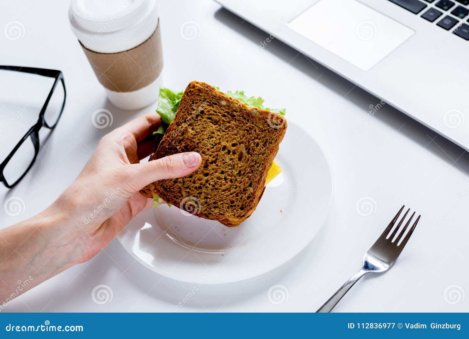 Concept of Lunch in Office at Work Desktop Stock Image - Image of desk ...