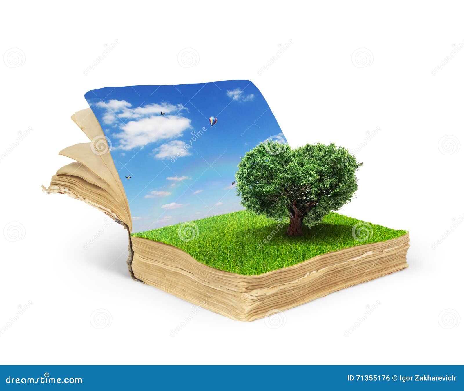 Concept of Magic Book Covered with Grass Stock Photo - Image of dream ...