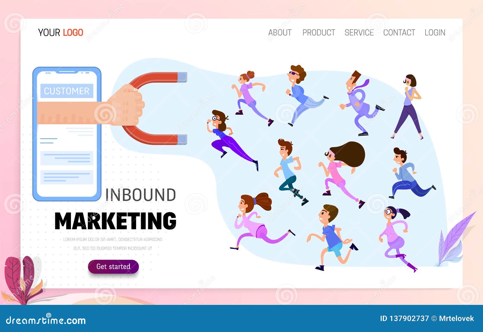 Concept Magnet Pulling People Inbound Marketing Stock Vector ...