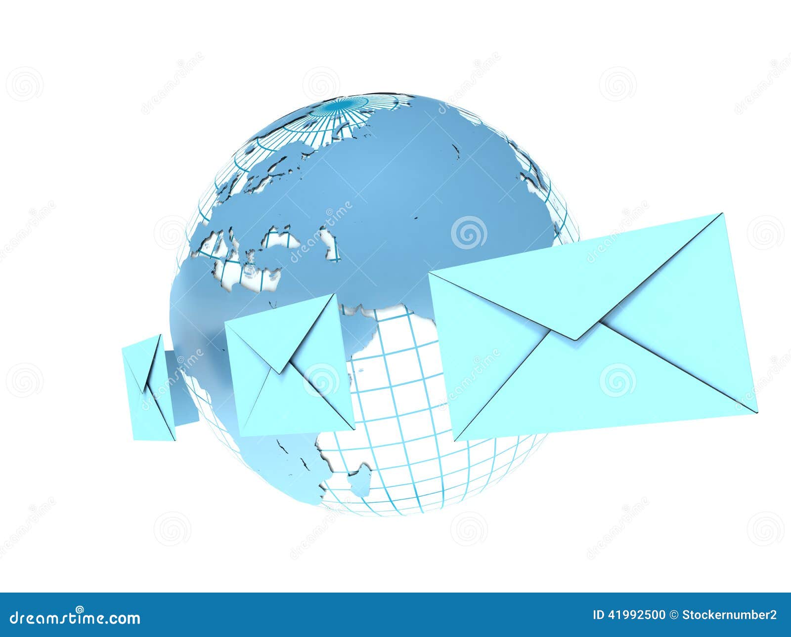 Concept of Mail. Earth and Envelopes Stock Illustration - Illustration ...