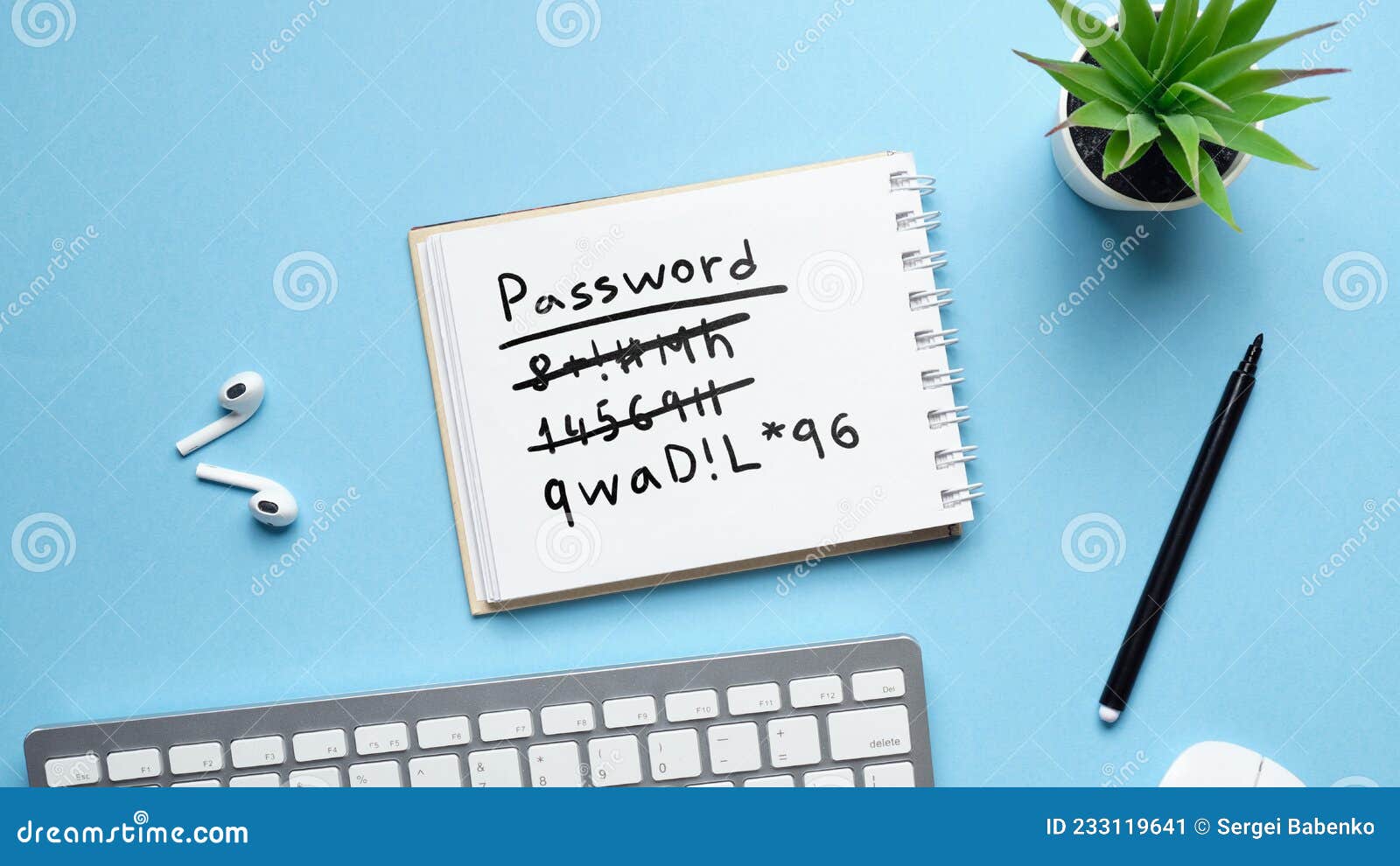 The Concept of Making Up Complex Passwords Written in a Notepad Stock ...