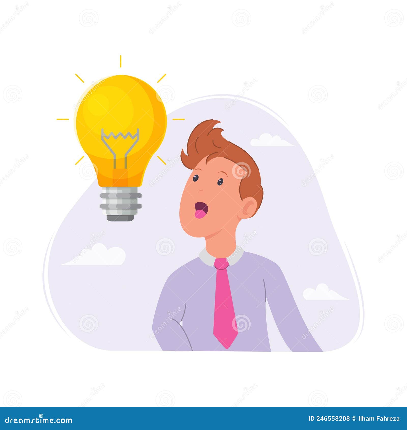 Concept of Man Getting an Idea, with Light Symbol Stock Illustration ...