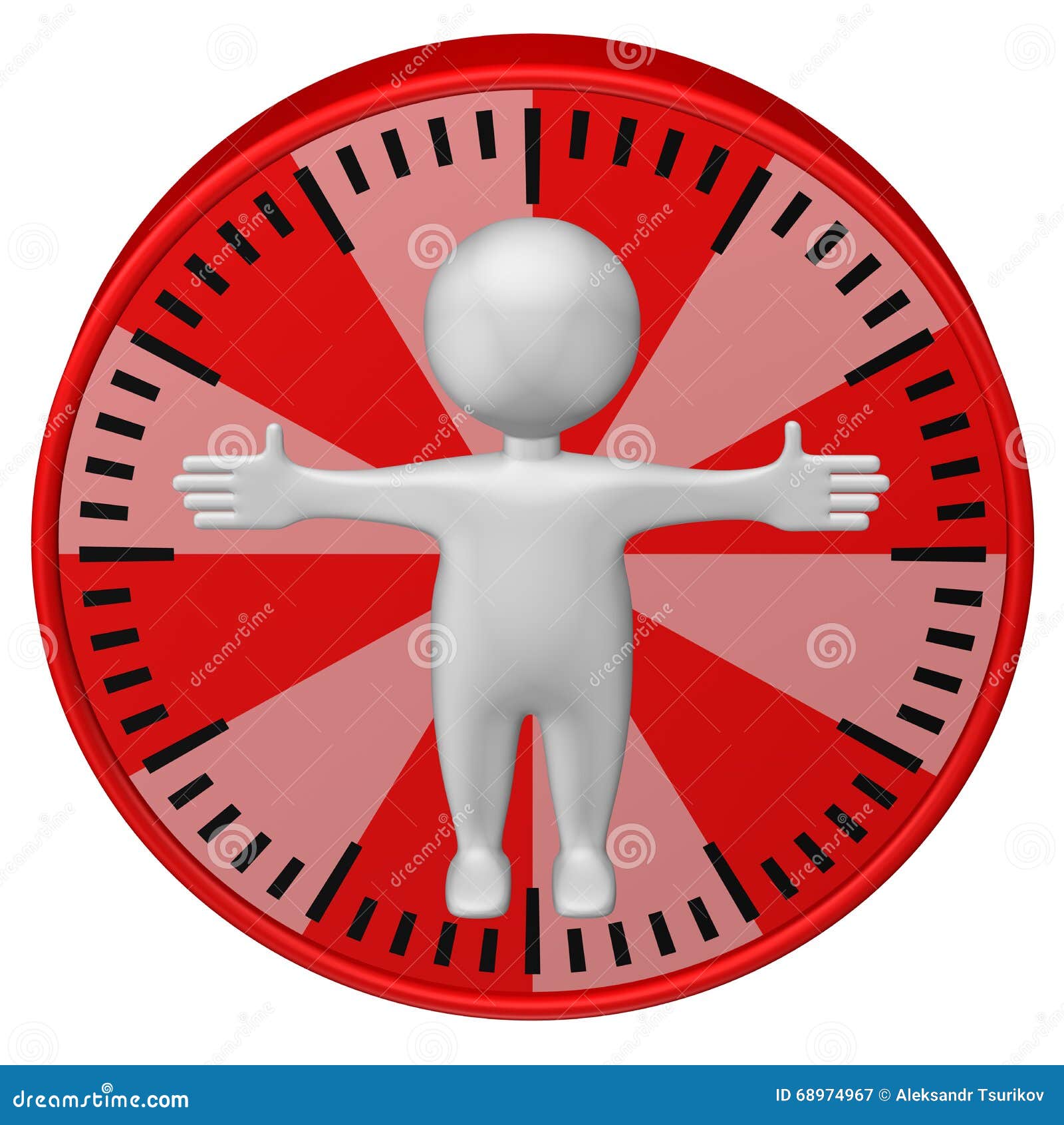 Concept : Man-hour. 3d Man and Clock Face Stock Illustration ...