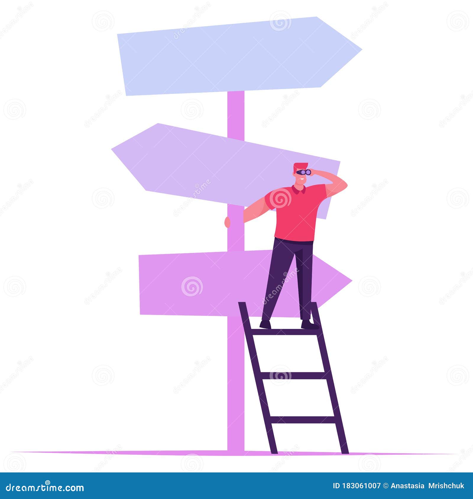The Concept of a Man Looking for the Right Path. Vector Illustration ...