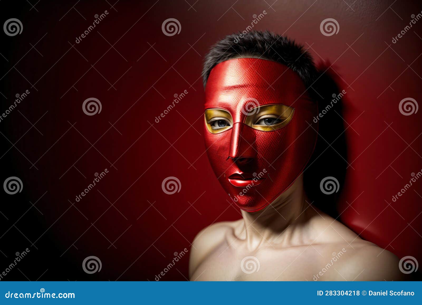 A Man with a Red Mask on His Face. Generative AI Stock Illustration ...