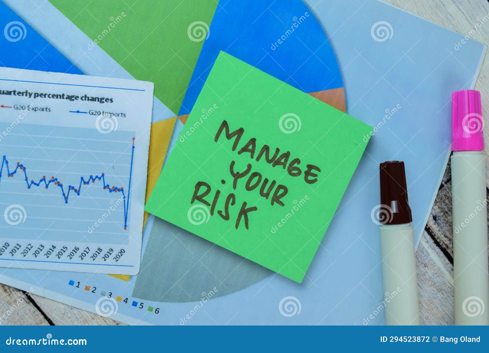 Concept of Manage Your Risk Write on Sticky Notes Isolated on Wooden ...