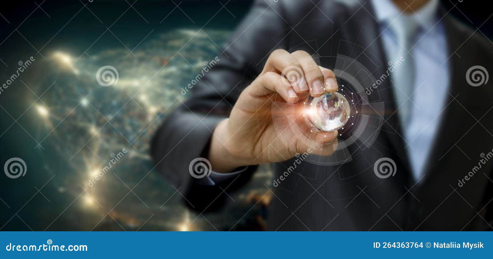Managing the Global Internet Network in the World Space Stock Photo ...