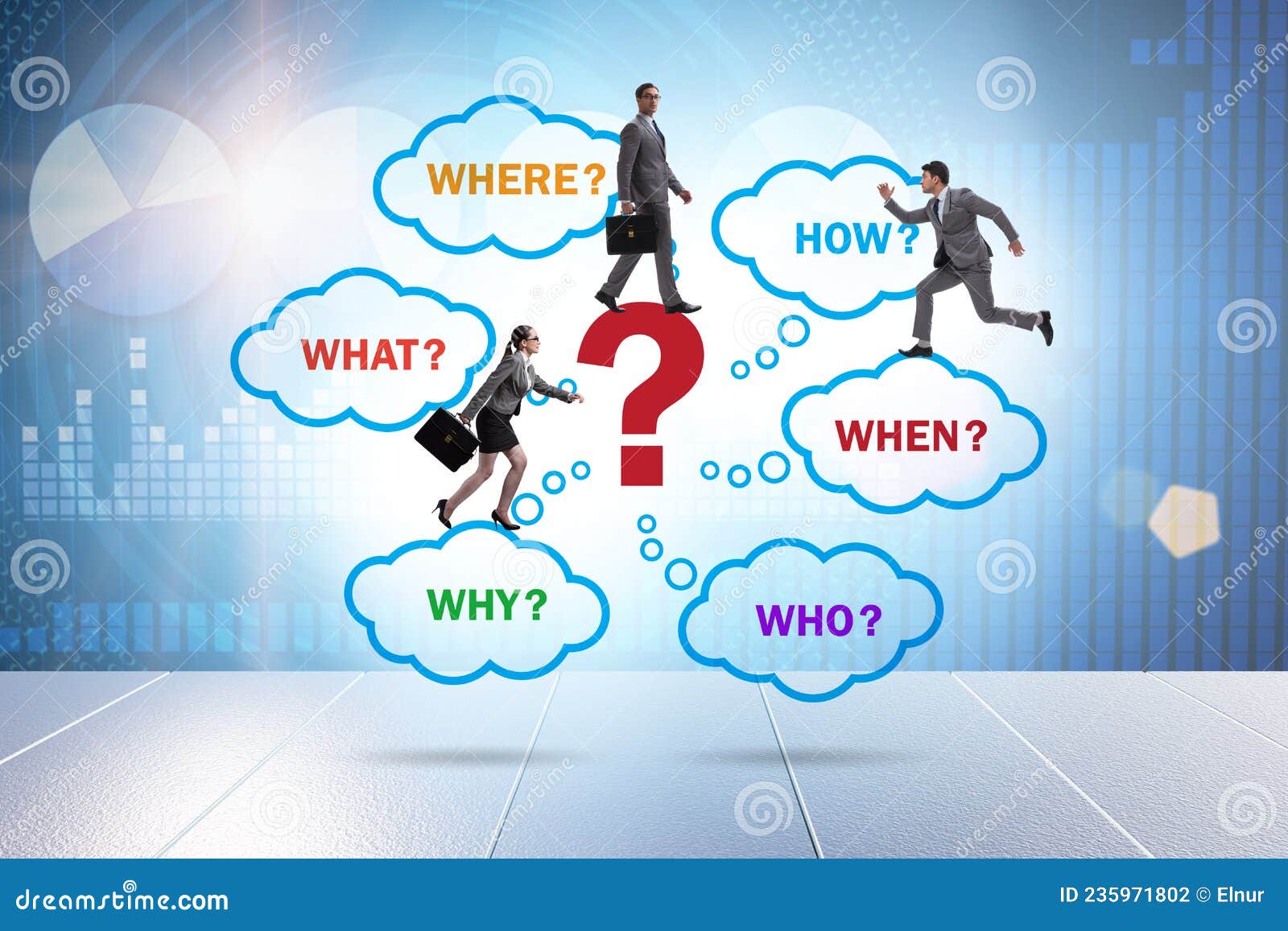 Concept of Many Questions with Business People Stock Photo - Image of ...