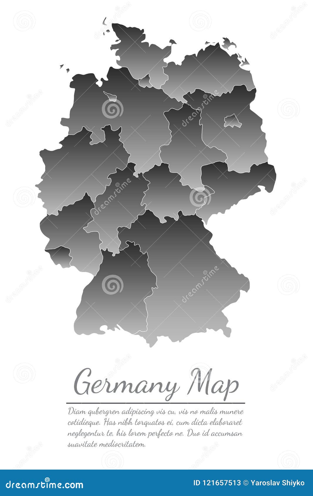 Concept Map of Germany on White Background, Vector Illustration Stock ...