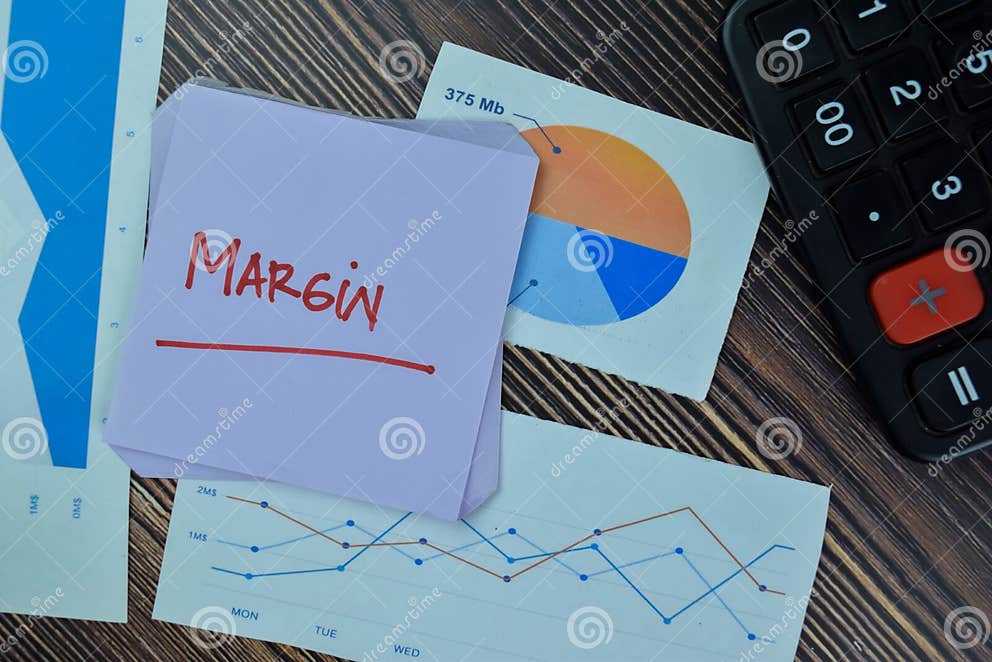 Concept of Margin Write on Sticky Notes Isolated on Wooden Table Stock ...