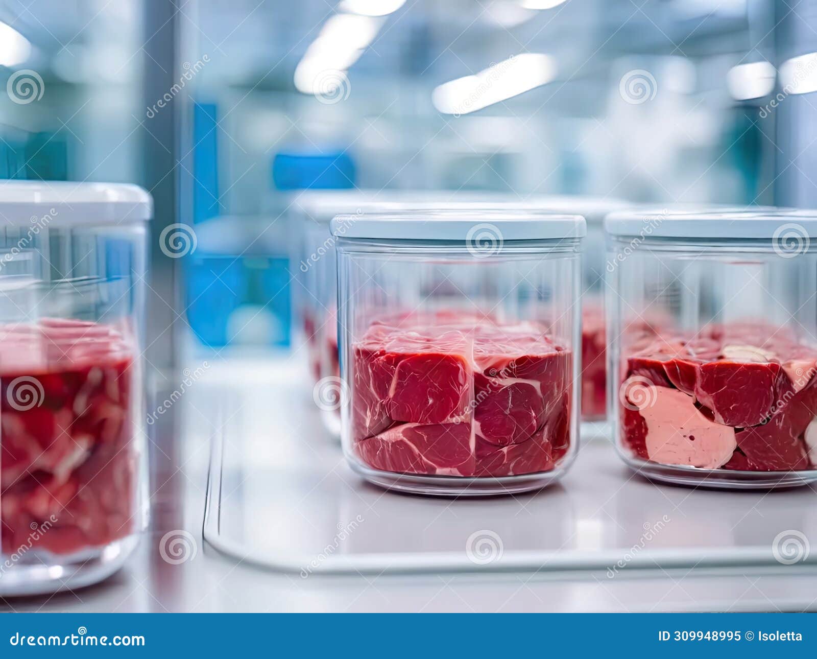 Concept of Meat Cultured from Animal Somatic Cells. Meat Sample in the ...