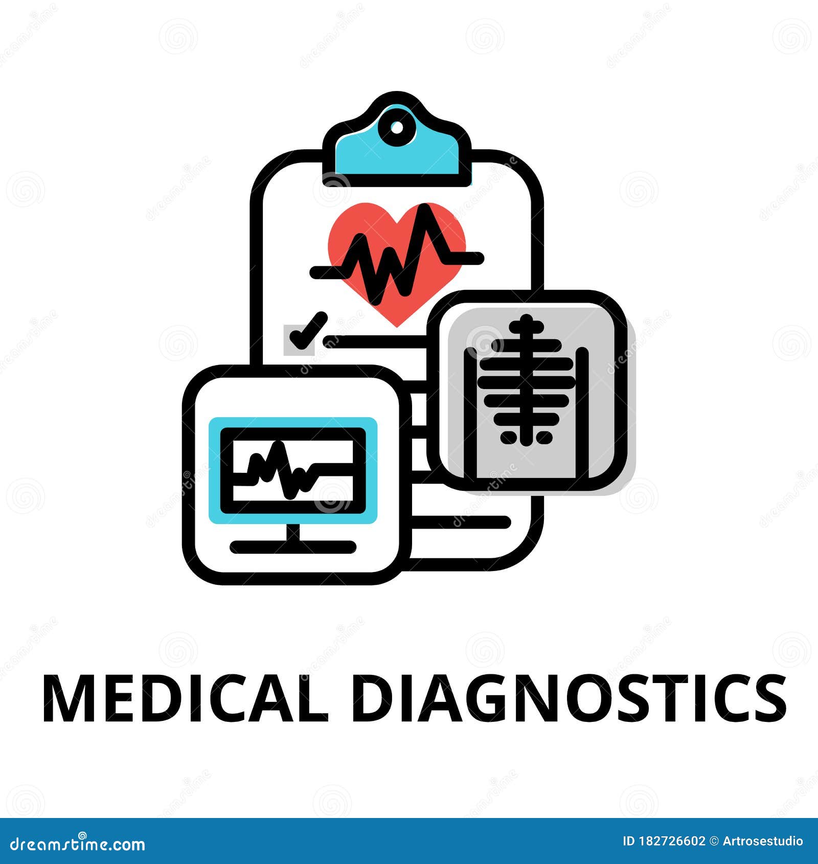Concept of Medical Diagnostics Icon, Modern Flat Editable Line Design ...