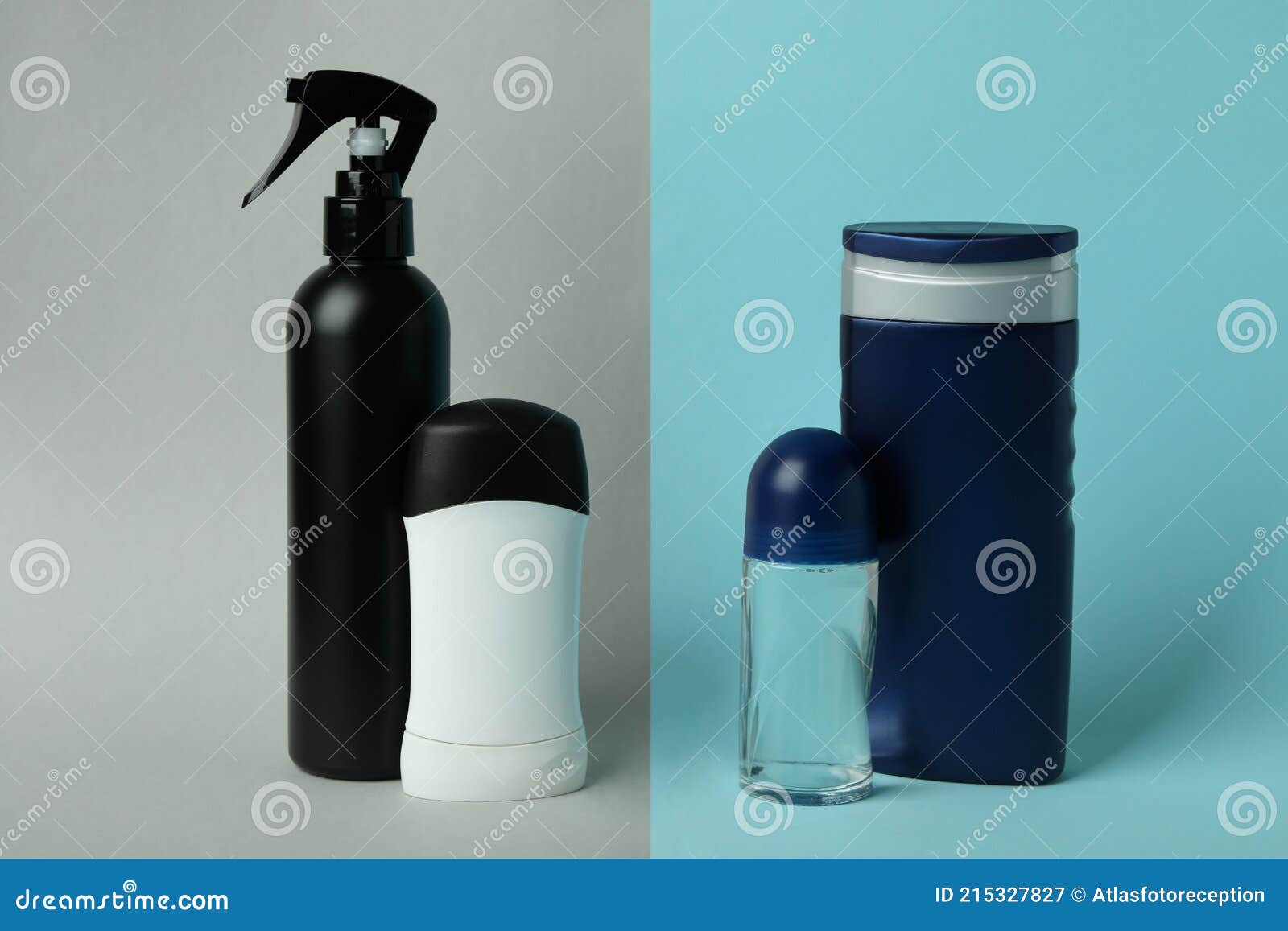 Concept of Men`s Hygiene Tools on Two Tone Background Stock Image ...