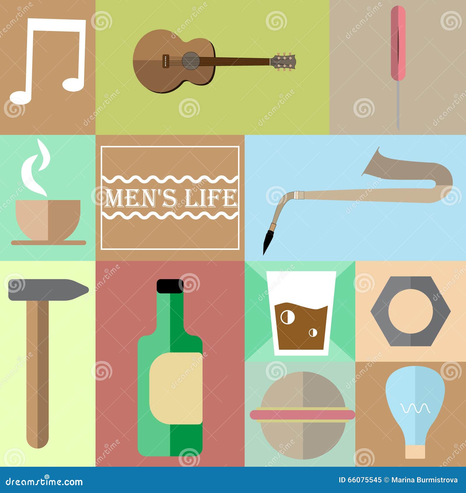 Concept of men`s life stock vector. Illustration of bubbles - 66075545