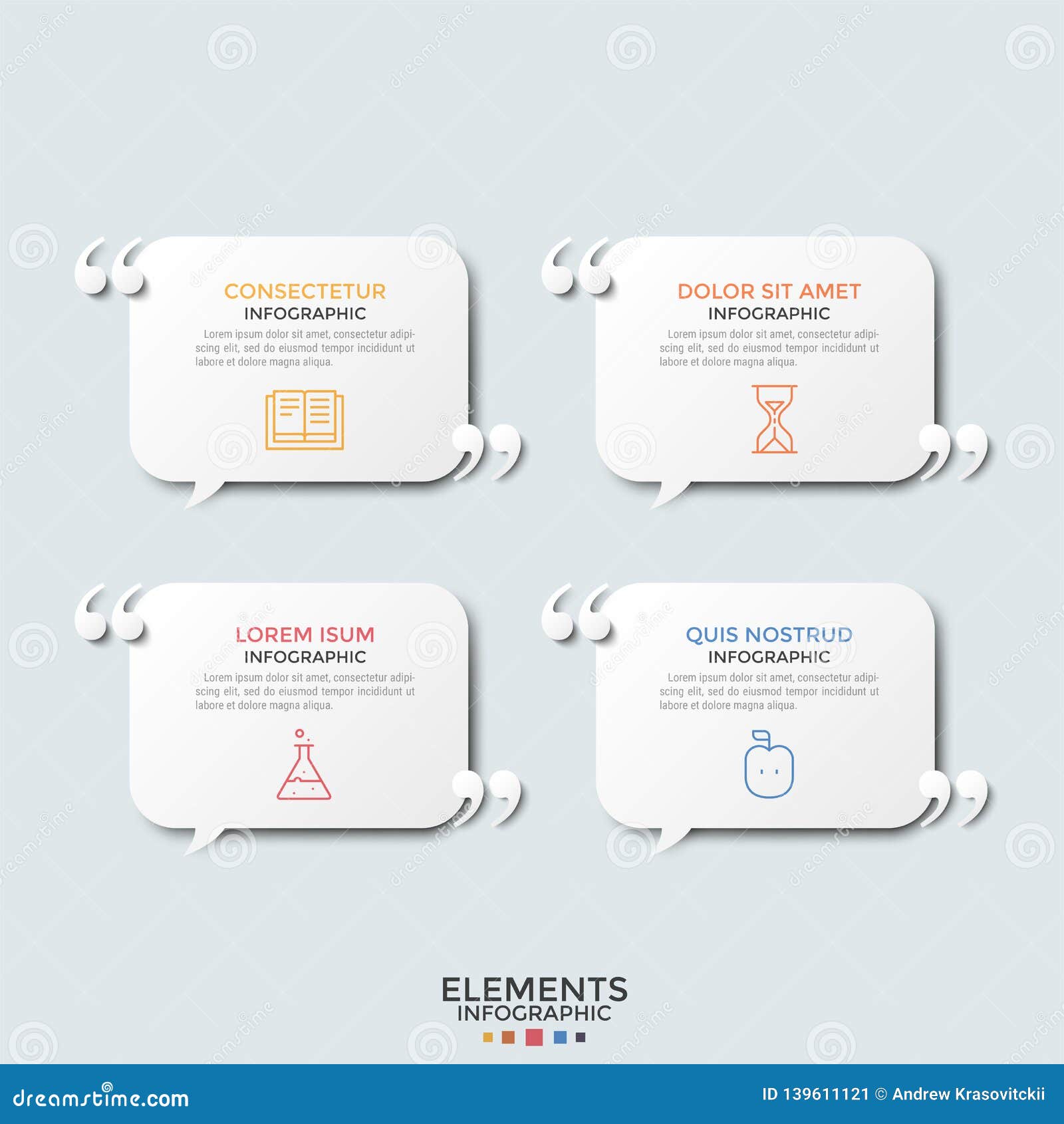 Concept of 4 Messages or Quotes Stock Vector - Illustration of ...