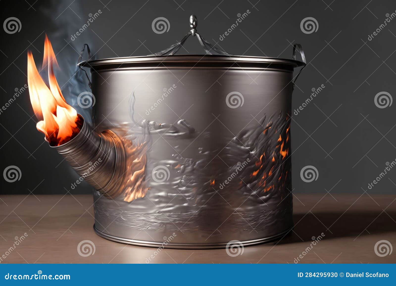 A Metal Pot with Flames Coming Out of it. Generative AI Stock ...