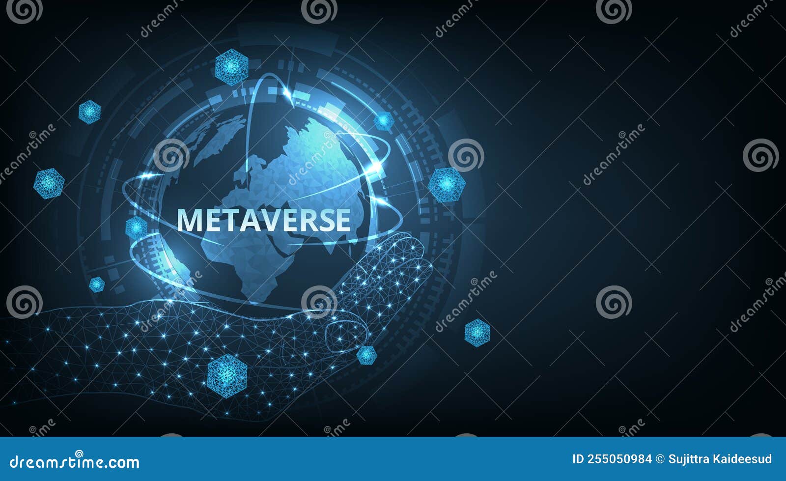 Concept of Metaverse Technology with Blockchain Network Connecting on ...
