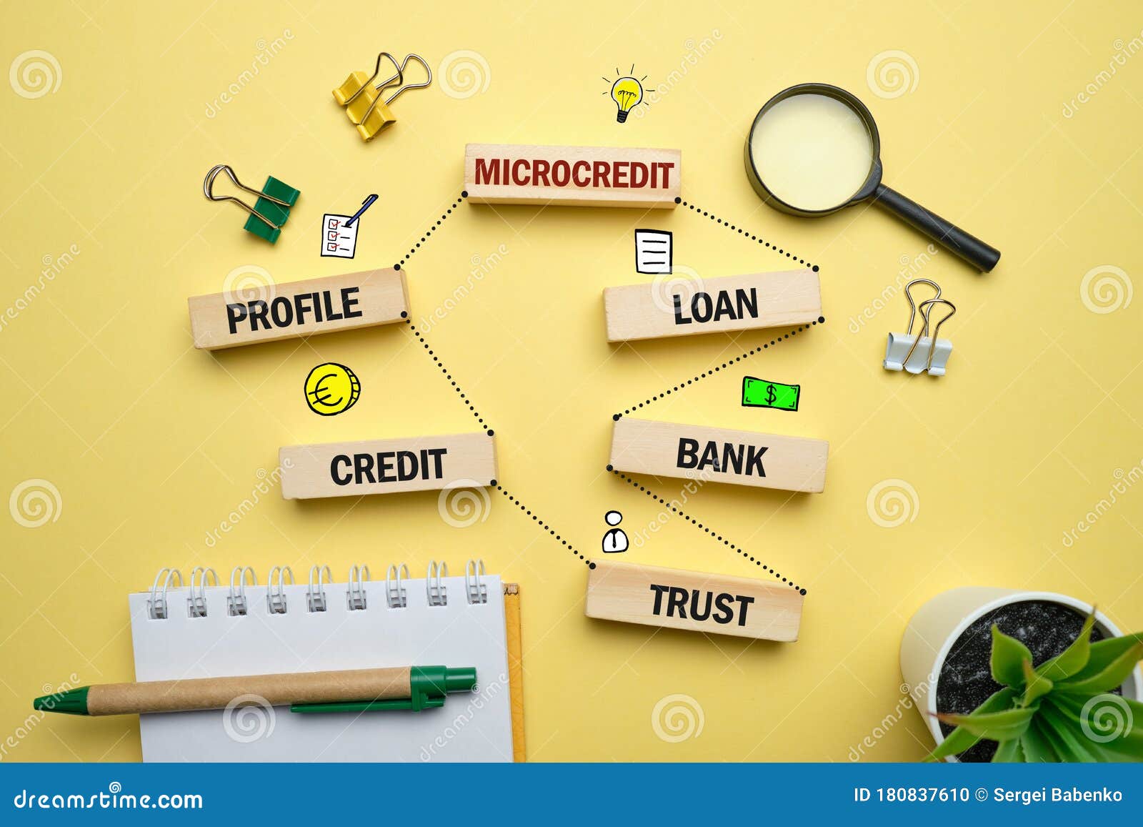 The Concept of Microcredit and Basic Links with Icons Stock Photo ...