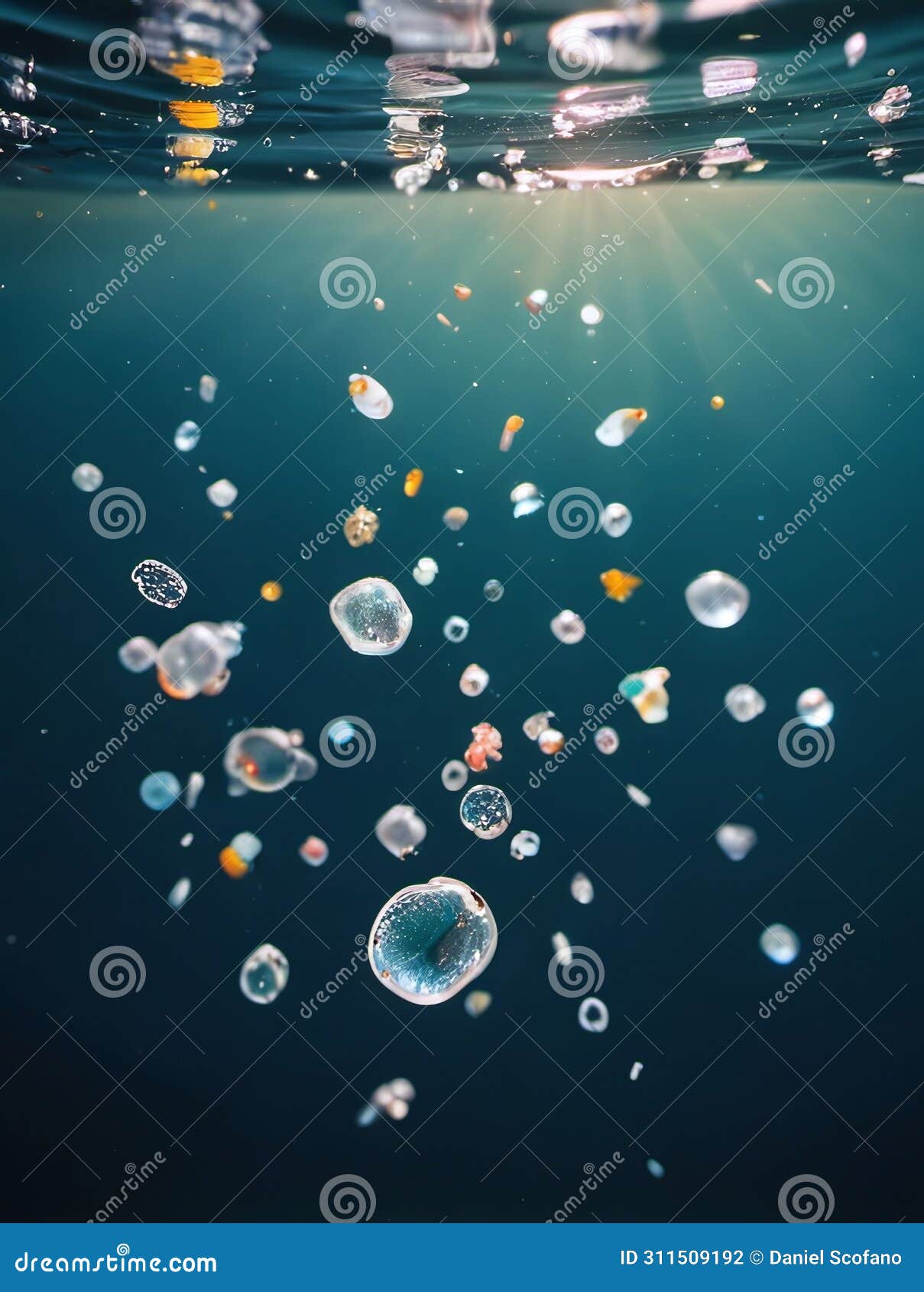 Microplastics Floating in Water, Underwater Micro Plastic Pollution ...